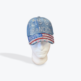 Let’s Go Brandon Bling Cap - Leather Back Strap Adjustable One Size Fi ...