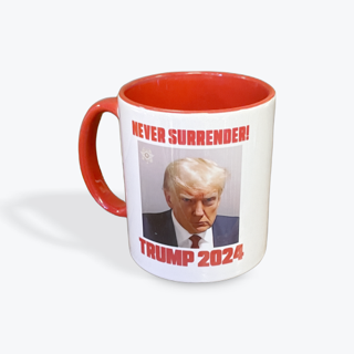 Never Surrender Trump 2024 Mugshot - Ceramic 12 Ounce Coffee Mug - Col ...