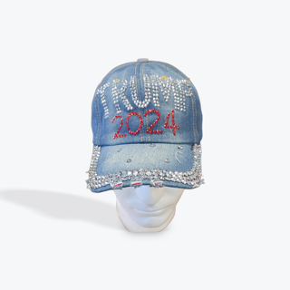Trump 2024 Bling Cap - Leather Back Strap Adjustable One Size Fits All ...
